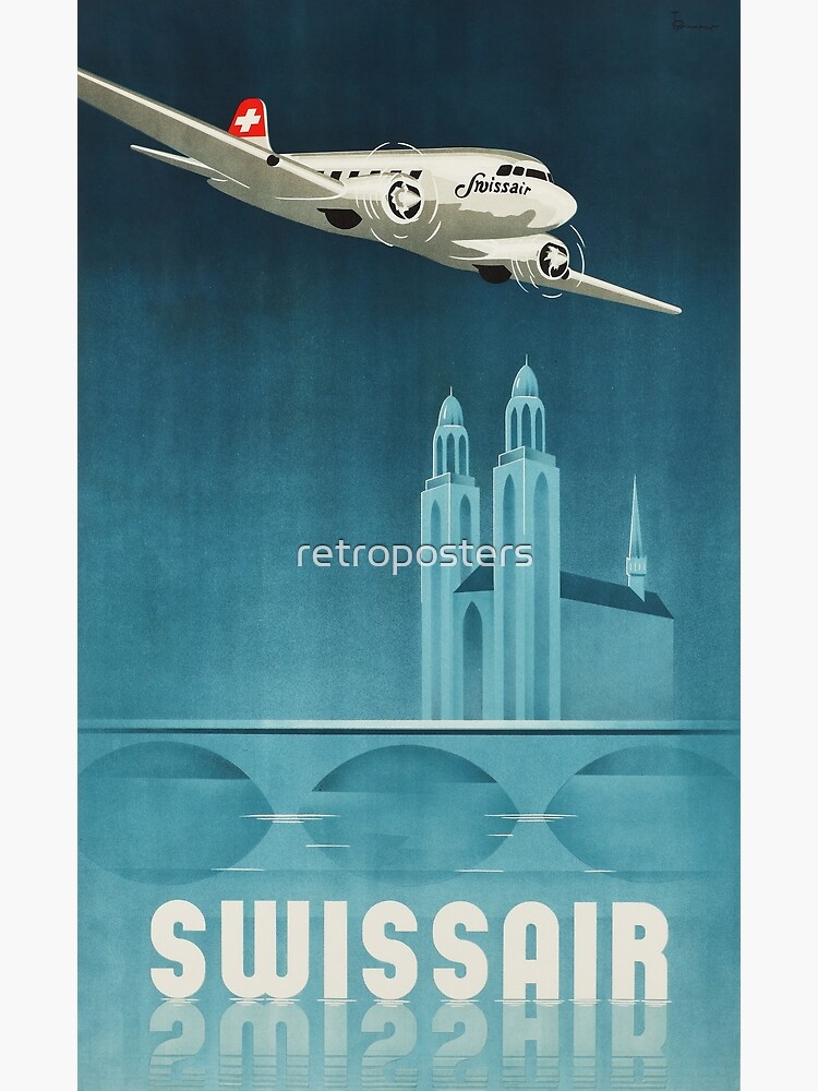 "SWITZERLAND Fly via Swissair Airlines 1938 Retro Travel Poster ...