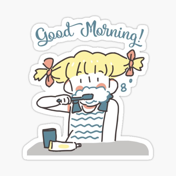 "Good Morning - Brushing Teeth" Sticker by ColorBoxes | Redbubble