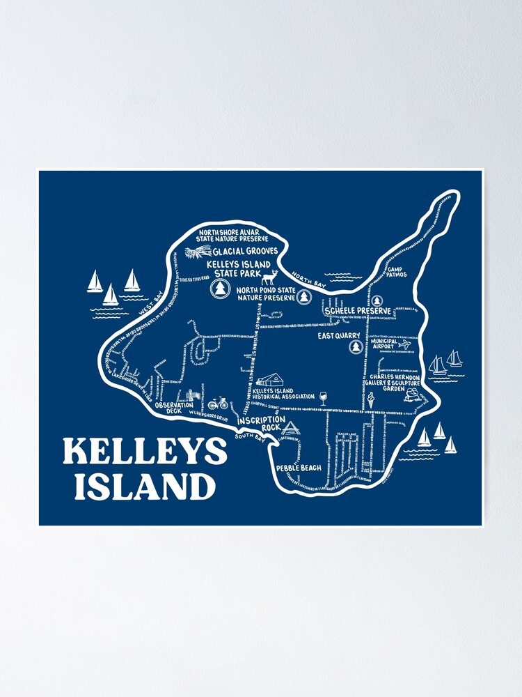 "Kelleys Island Map " Poster for Sale by fiberandgloss | Redbubble