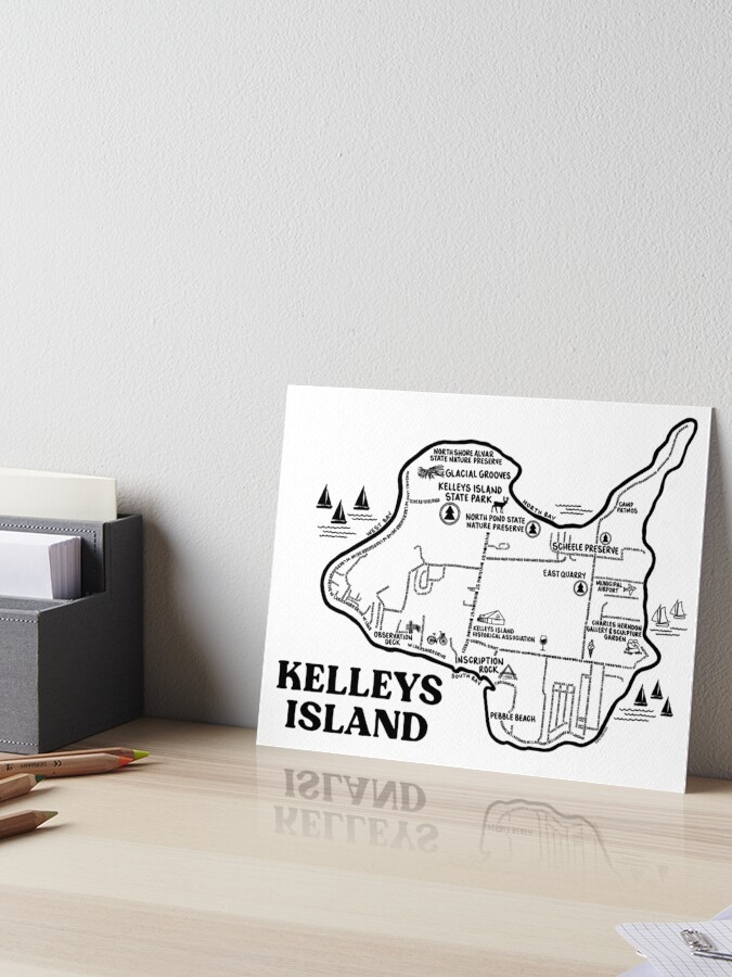 "Kelleys Island Map " Art Board Print for Sale by fiberandgloss | Redbubble