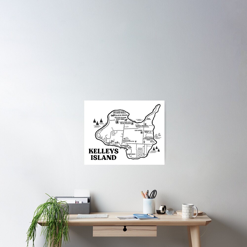 "Kelleys Island Map " Poster for Sale by fiberandgloss | Redbubble