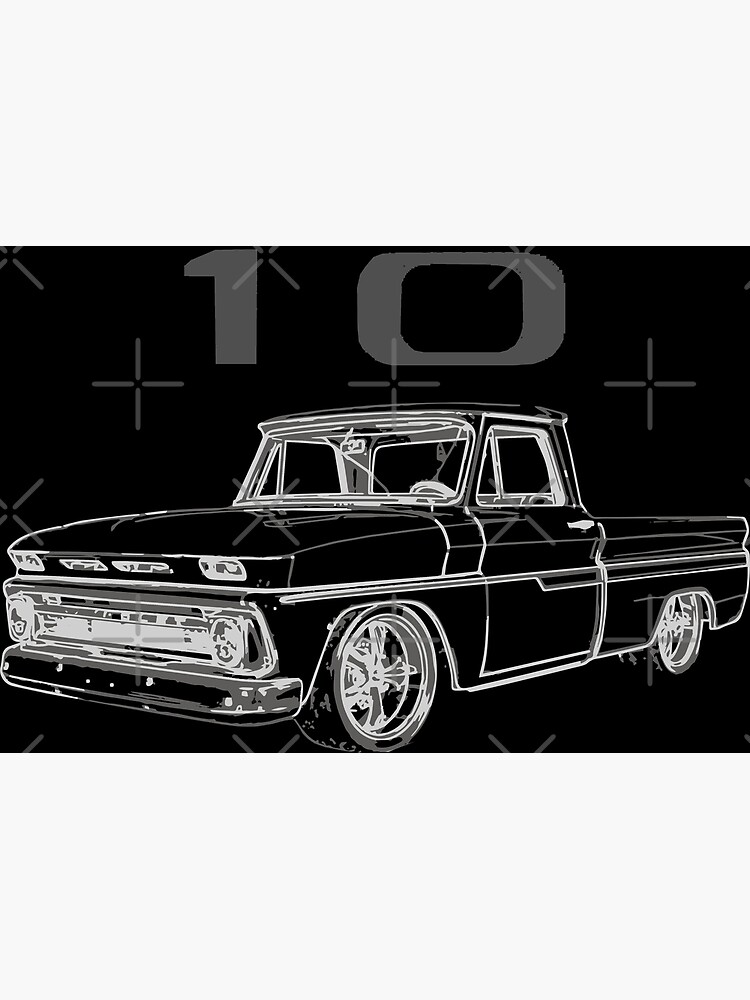 "1966 Chevy C10 Custom Outline Art Antique Collector Truck Gift " Art ...