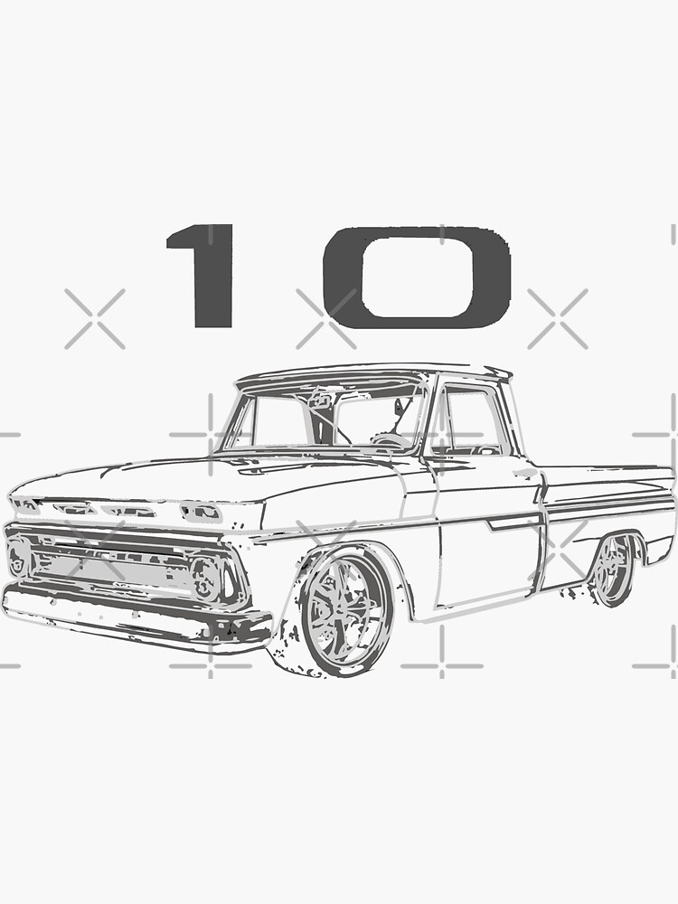 "1966 Chevy C10 Custom Outline Art Antique Collector Truck Gift ...