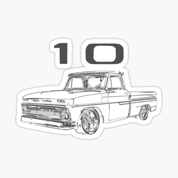 "1966 Chevy C10 Custom Outline Art Antique Collector Truck Gift ...