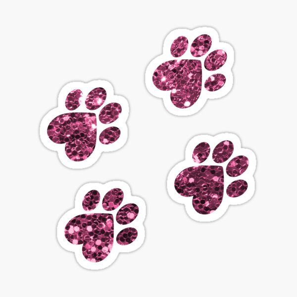 "Pink Glittery Paw Print 4 Pack " Sticker by 8PawsStudio | Redbubble
