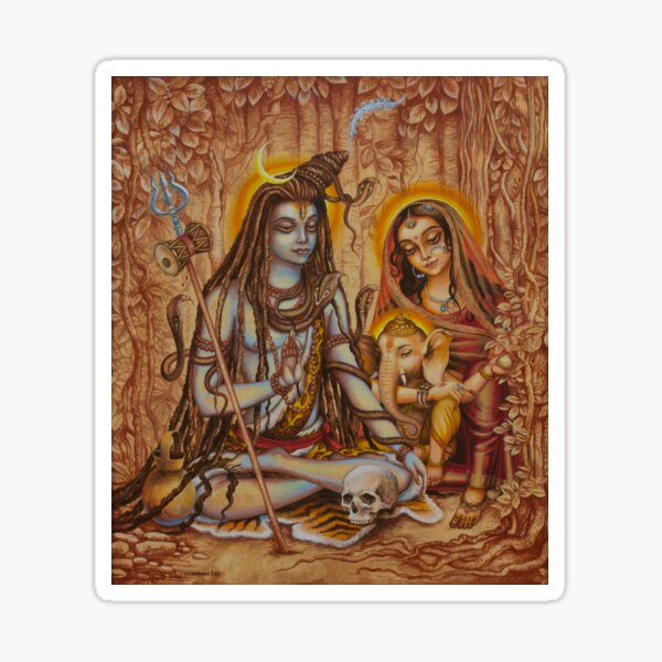 "Genesha Parvati Mahadeva" Sticker for Sale by vrindavandas | Redbubble