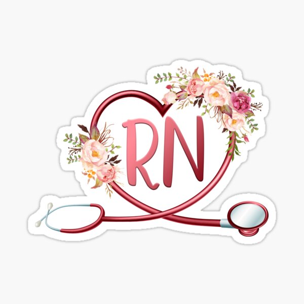 "RN Heart With Flowers" Sticker for Sale by Partyquette | Redbubble