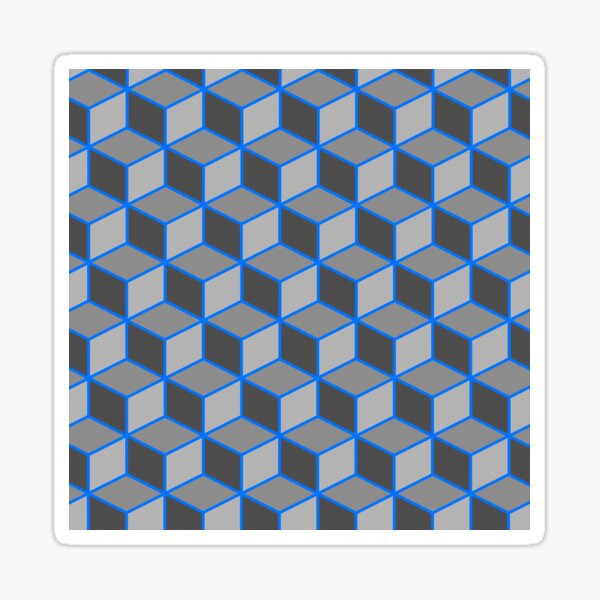 "tumbling / Cascading Blocks - Grayscale blue edge" Sticker by ...