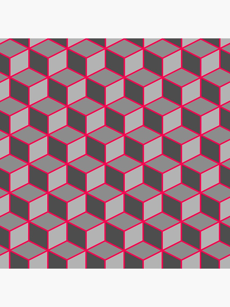 "tumbling / Cascading Blocks - Grayscale red edge" Sticker by ...