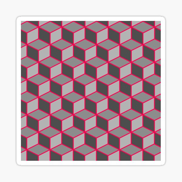 "tumbling / Cascading Blocks - Grayscale red edge" Sticker by ...