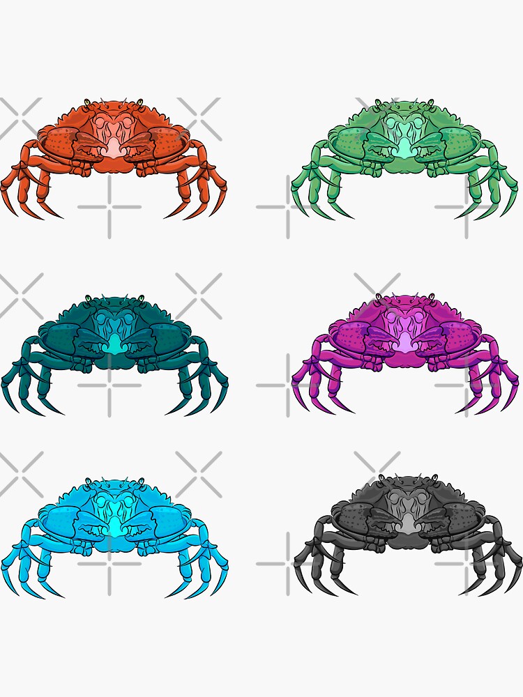 "set of different colored crabs - crab collection set - crab stickers ...