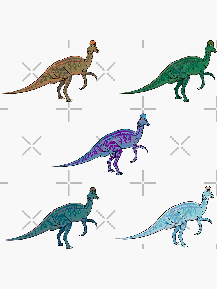 "set of different colored crested dinosaurs - herbivorous dinosaurs ...