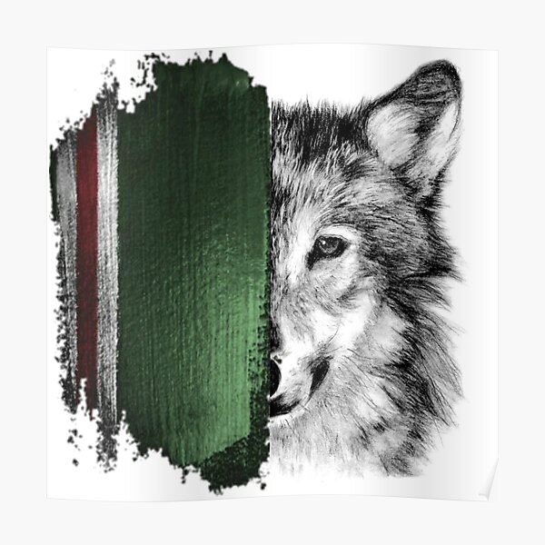 "Chechen flag with wolf" Poster by adamedil | Redbubble