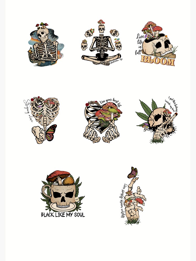 "VINTAGE SKELTON STICKERS COLLECTION " Sticker by GamaArtDesign | Redbubble
