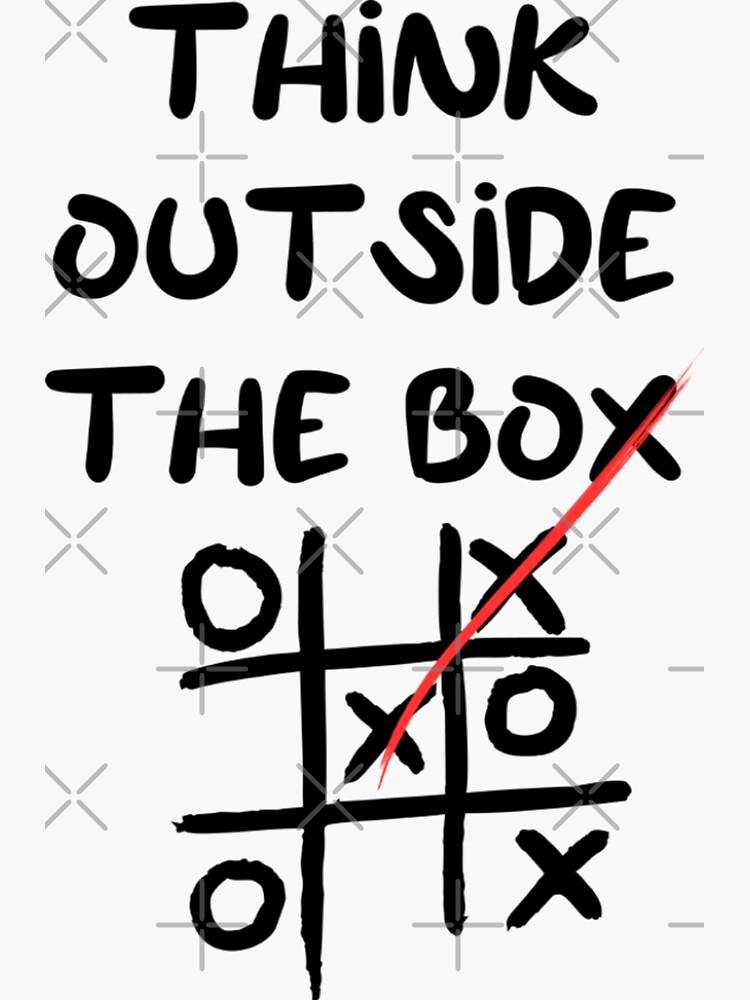 "Think Outside the Box Clever Philosopher - Tic Tac Toe Game" Sticker ...