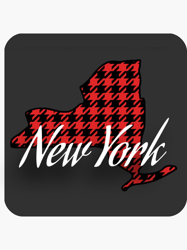 "TOTALLY NEW YORK DAD Buffalo Plaid State Map NY Pride" Sticker by ...