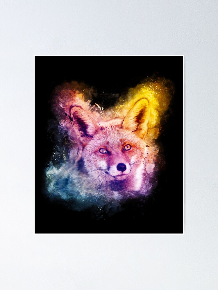 "Rainbow Fox Digital Watercolor Art" Poster for Sale by KemeDesign ...