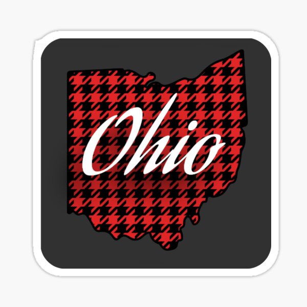 "TOTALLY OHIO DAD Buffalo Plaid State Map OH Pride" Sticker by ...