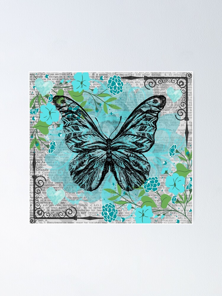 "Blue Butterfly" Poster for Sale by Deathby-design | Redbubble