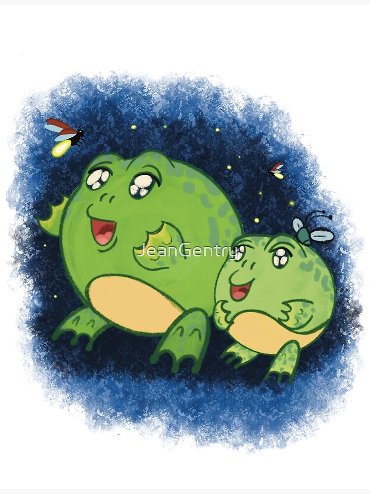 "Brother and sister frog/toad with fire flies" Poster by JeanGentry ...