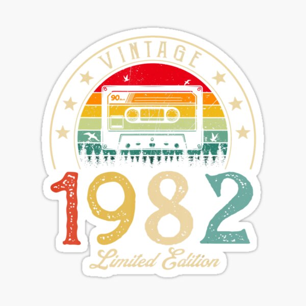 "Vintage 1982 Retro Cassette 1982 40Th Birthday 40 Years Old" Sticker ...