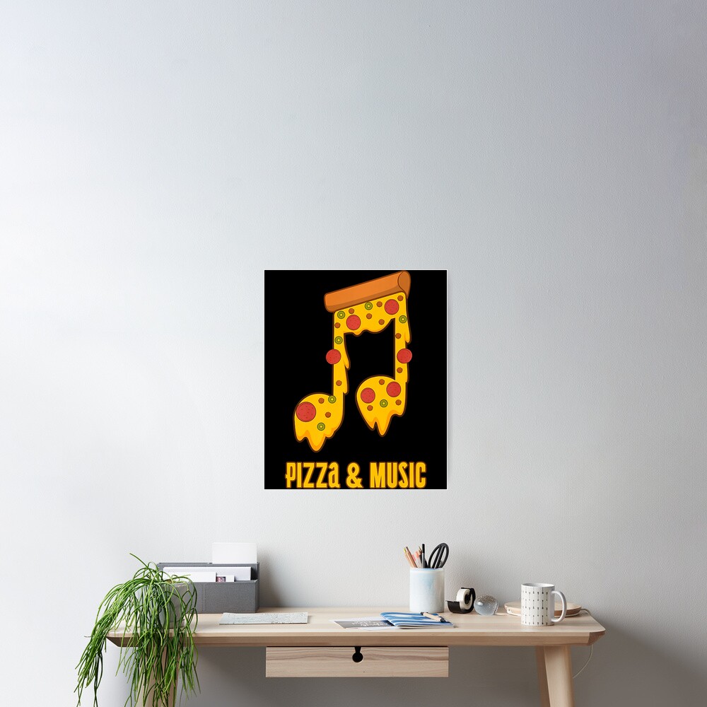 "Pizza and Music Notes Musician Clef Italian Food" Poster for Sale by ...