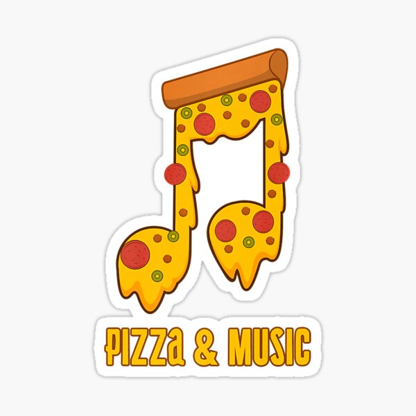"Pizza and Music Notes Musician Clef Italian Food" Sticker for Sale by ...