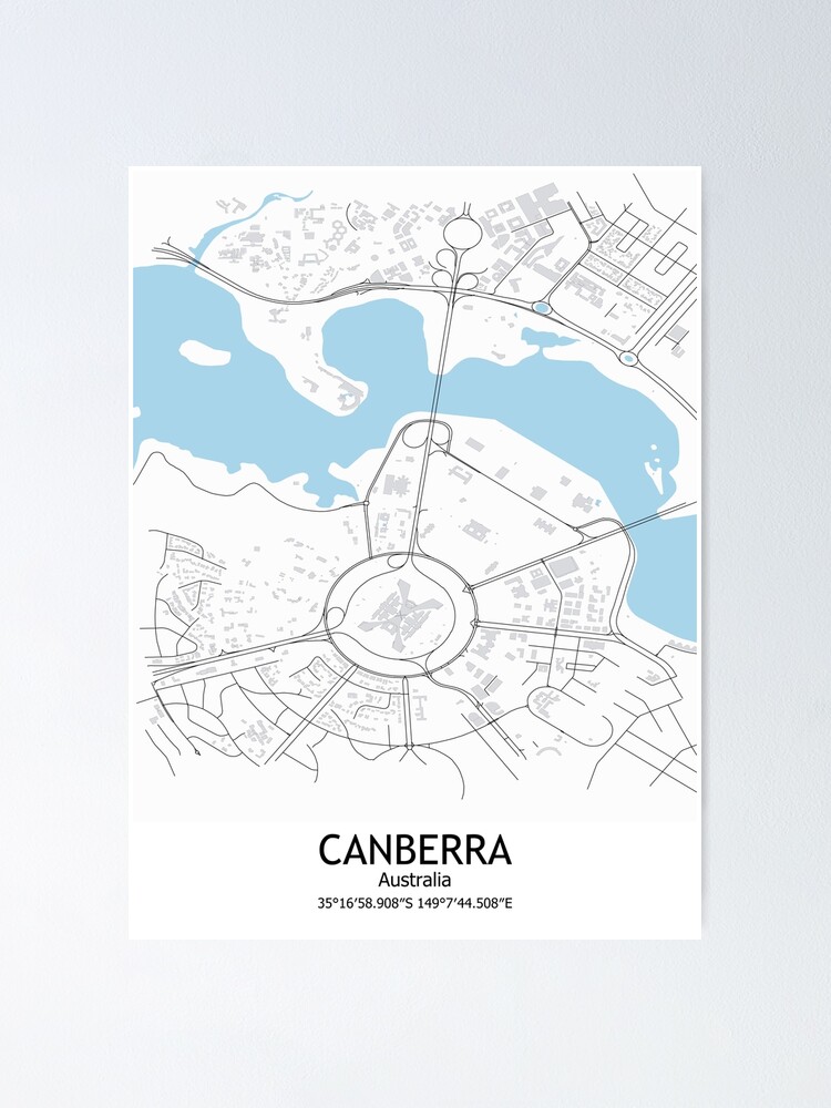 "Canberra Capital City Australia Map Minimalist Canberra Australia Town ...