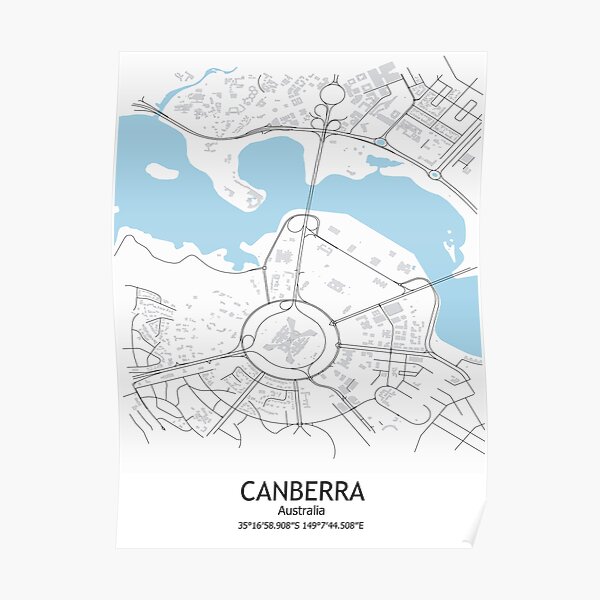 "Canberra Capital City Australia Map Minimalist Canberra Australia Town ...