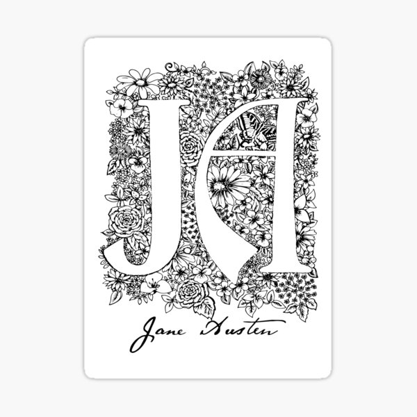 "Color Your Own Jane Austen Monogram" Sticker for Sale by Stxradley ...