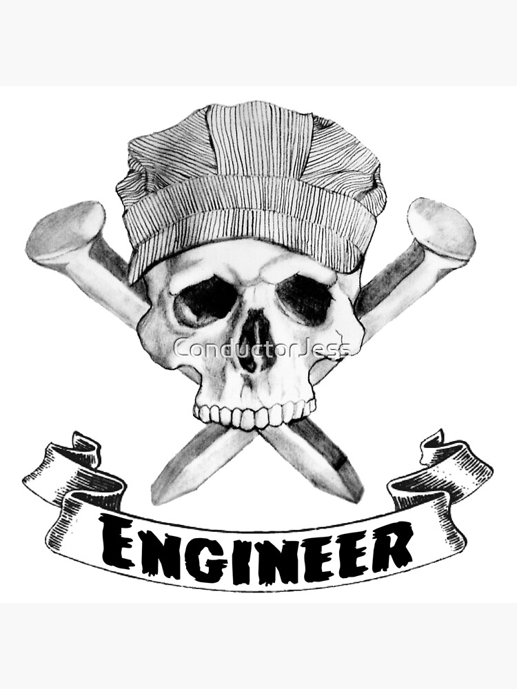 "Railroad Engineer Skull and Spikes Crossbones" Poster by ConductorJess ...