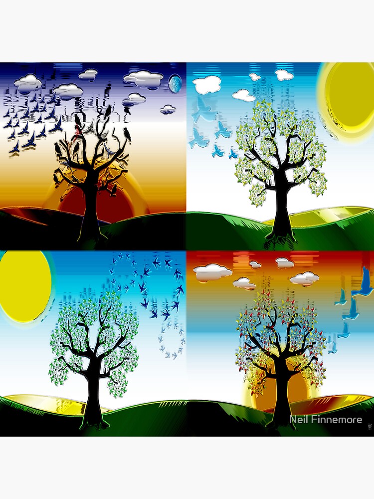"4 SEASONS" Sticker by FieryFinn77 | Redbubble