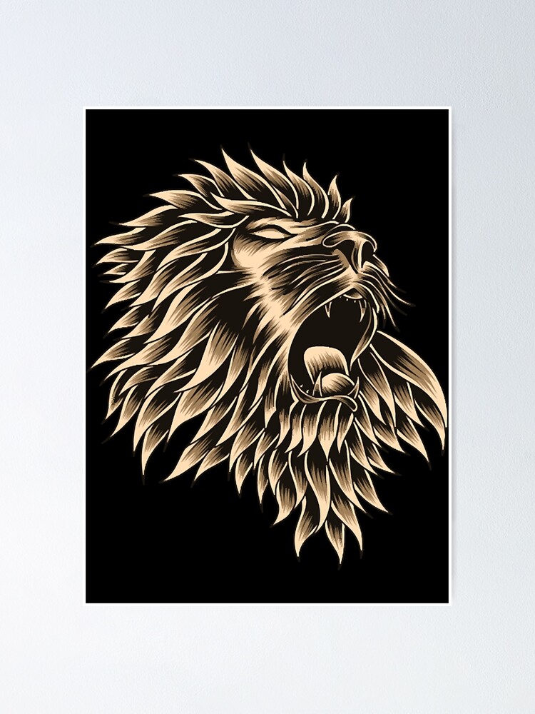 Póster «Obra De Arte Ilustración La Cabeza Del Rey León Sabio» de ...