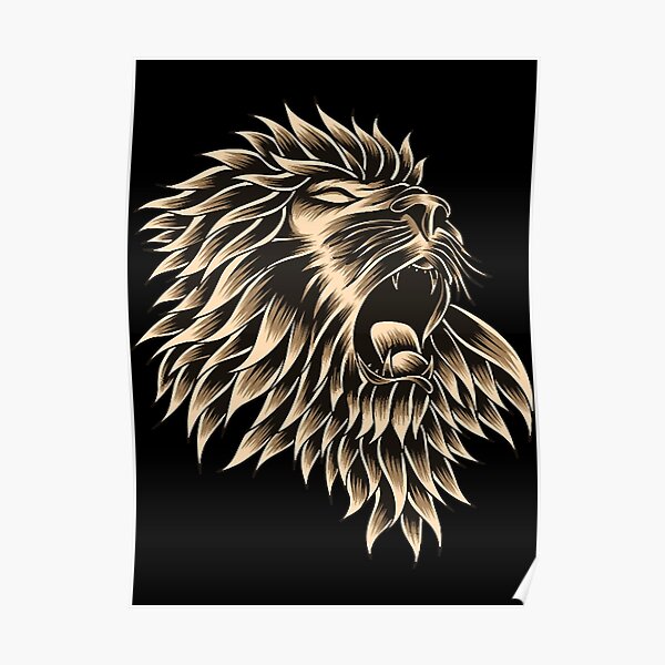 Póster «Obra De Arte Ilustración La Cabeza Del Rey León Sabio» de ...