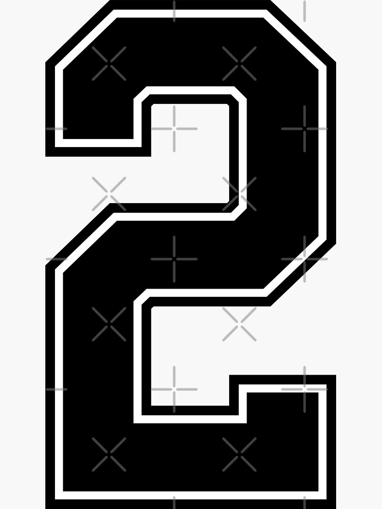 "Black Number 2 lucky sports jersey two" Sticker by HeavyStyle | Redbubble