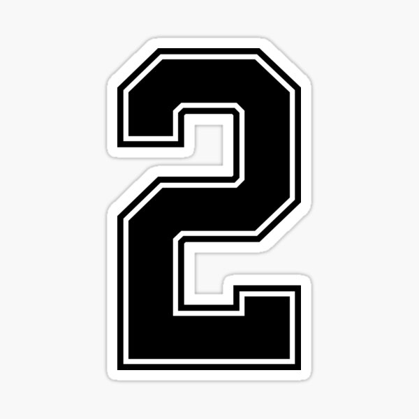 "Black Number 2 lucky sports jersey two" Sticker by HeavyStyle | Redbubble