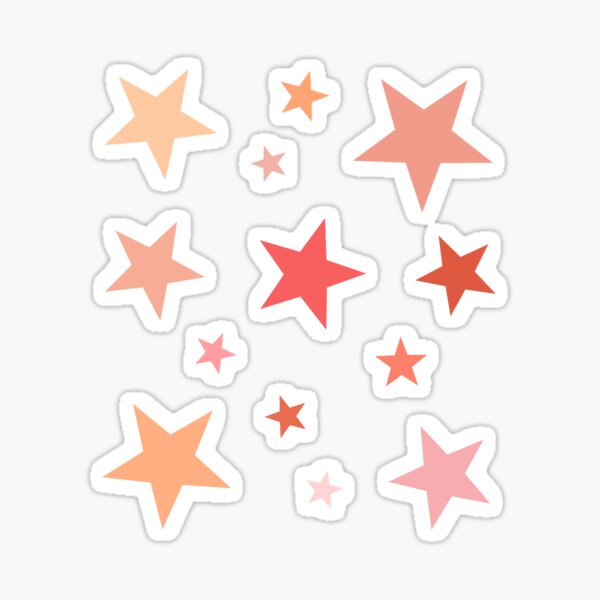 "Peach, Pink and Orange Mini Preppy Stars Pack" Sticker by OneThreeSix ...