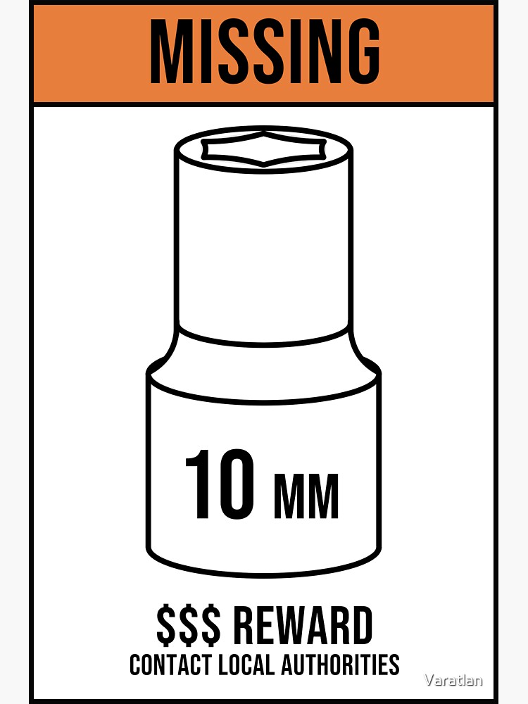 "Missing 10mm socket" Sticker by Varatlan | Redbubble