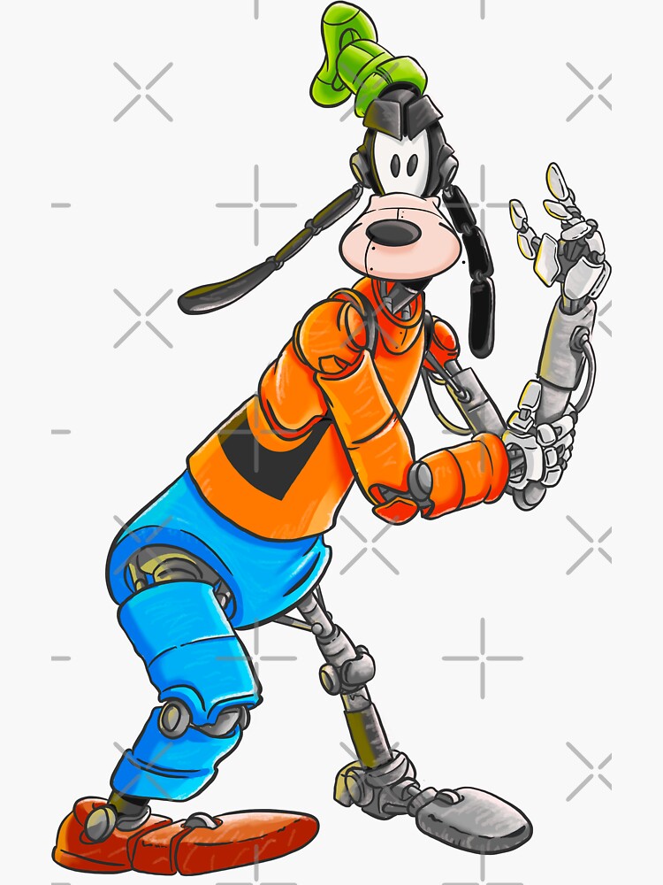 "cartoon mechanical goofy" Sticker for Sale by Karmawan | Redbubble
