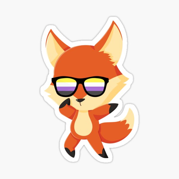 "Non Binary Fox Non Binary Dabbing" Sticker by insanius | Redbubble