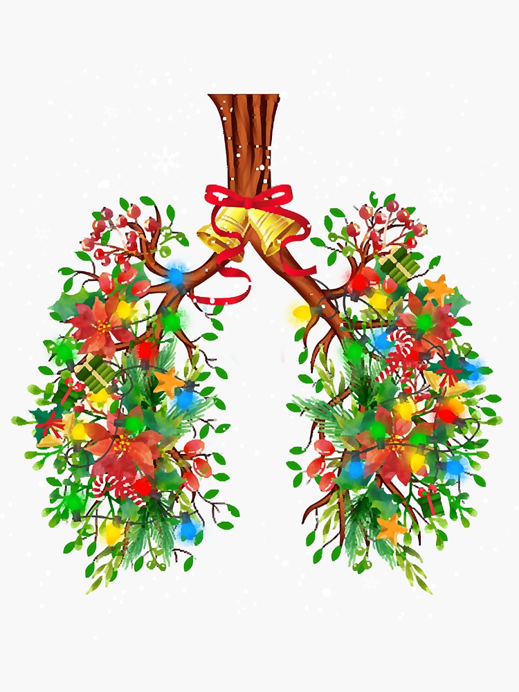 "Respiratory Therapy Lung Christmas Tree Therapist Funny Xmas " Sticker ...