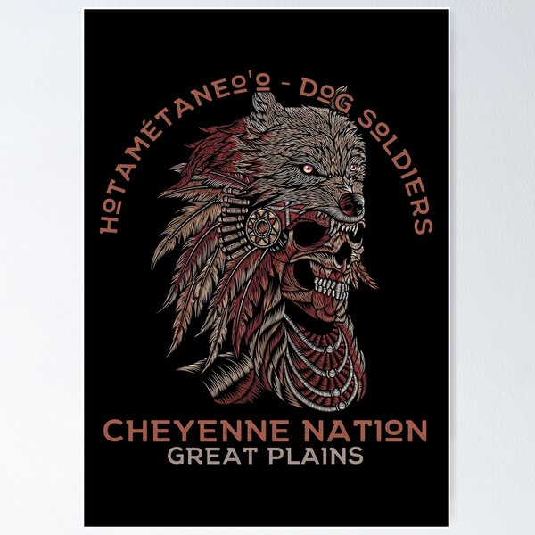 "Dog Soldiers, Cheyenne Nation, Skull and Wolf Headdress, Native ...