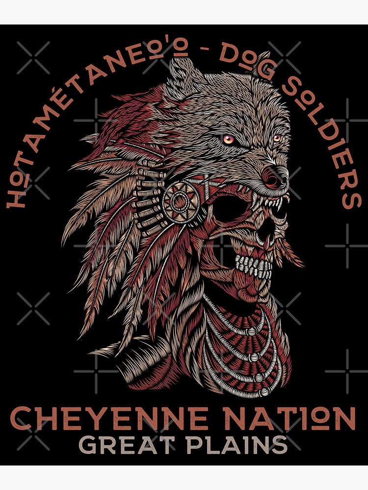 "Dog Soldiers, Cheyenne Nation, Skull and Wolf Headdress, Native ...