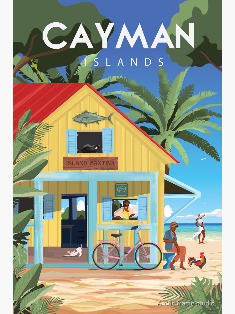 "Cayman Islands travel poster" Sticker by Caravanstudio | Redbubble