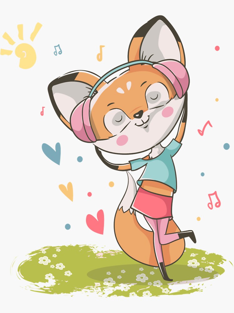 "Musical Fox Dancing Classic ." Sticker by sobinahwdroo | Redbubble