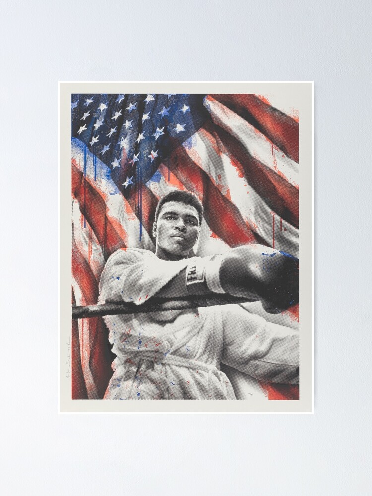 "Ali Pop Culture Urban Art USA Flag Dripping Paint" Poster for Sale by ...