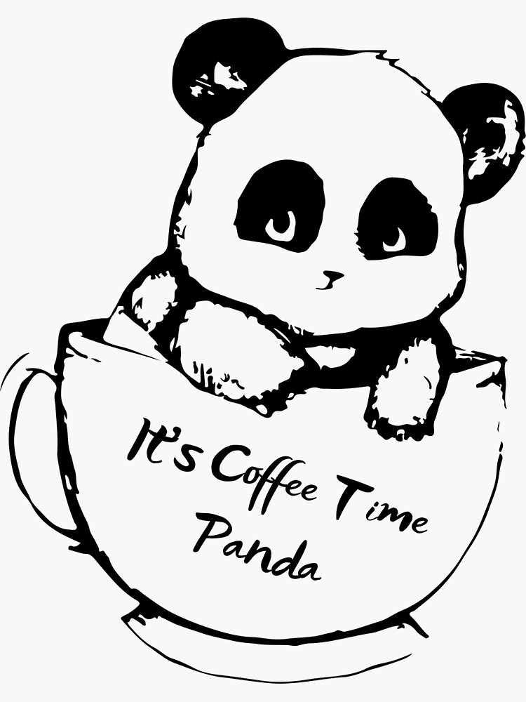 "It's Coffee Time Panda " Sticker for Sale by designhere14 | Redbubble