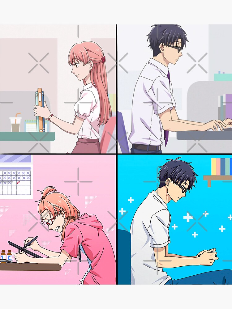 "Wotakoi love is hard for otaku" Sticker by Polarys | Redbubble