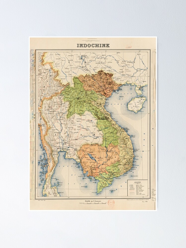"Map of Indochina (1928)" Poster for Sale by allhistory | Redbubble