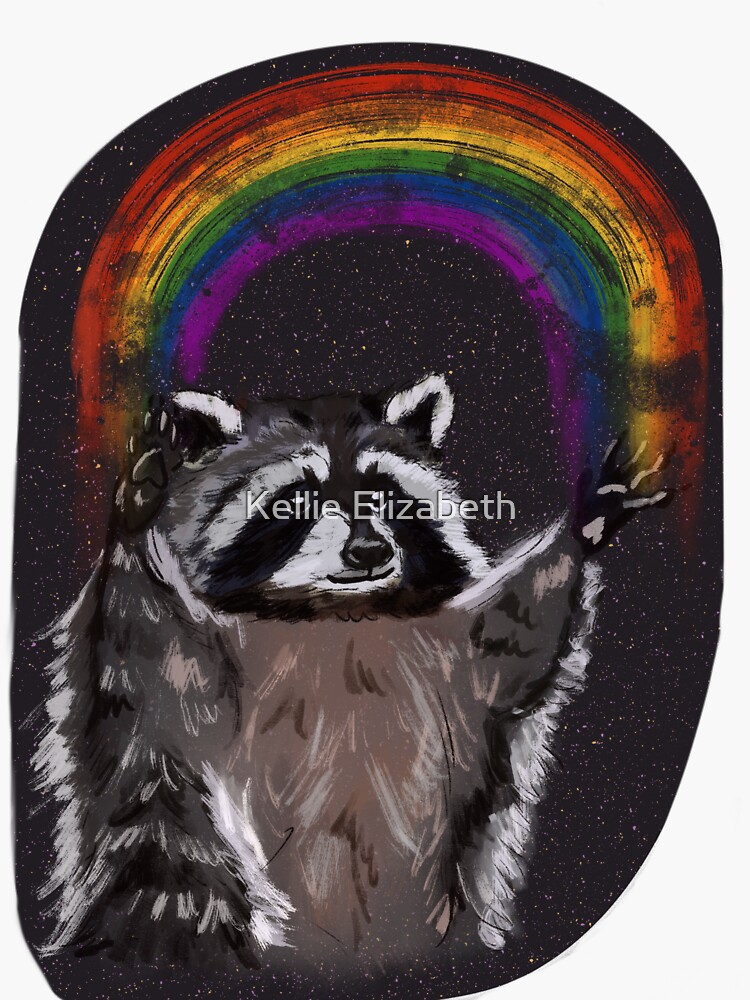 "Rainbow Raccoon" Sticker by KBethArt | Redbubble